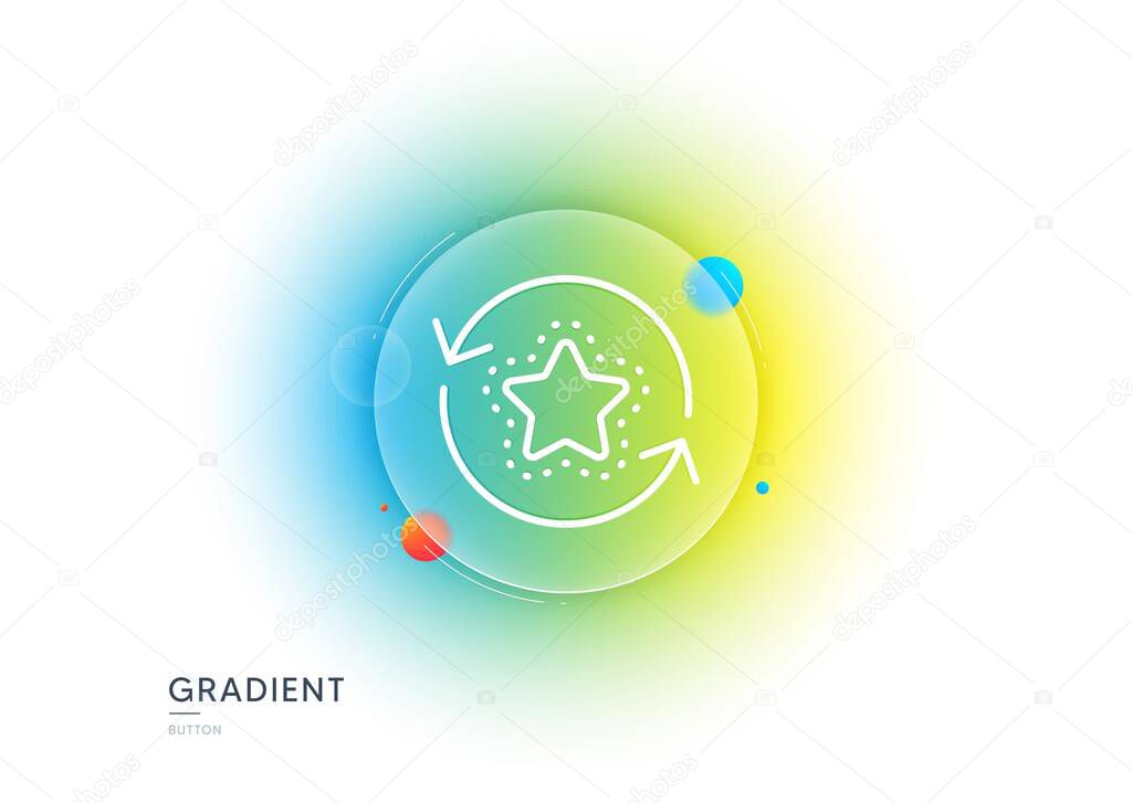 Loyalty star line icon. Gradient blur button with glassmorphism. Change ...