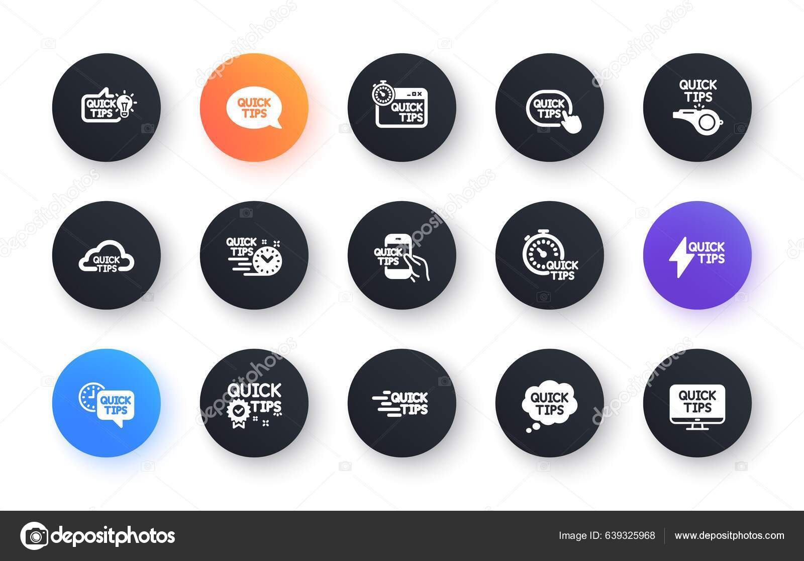 Quick Tips Icons Helpful Tricks Solution Quickstart Guide Tutorial ...