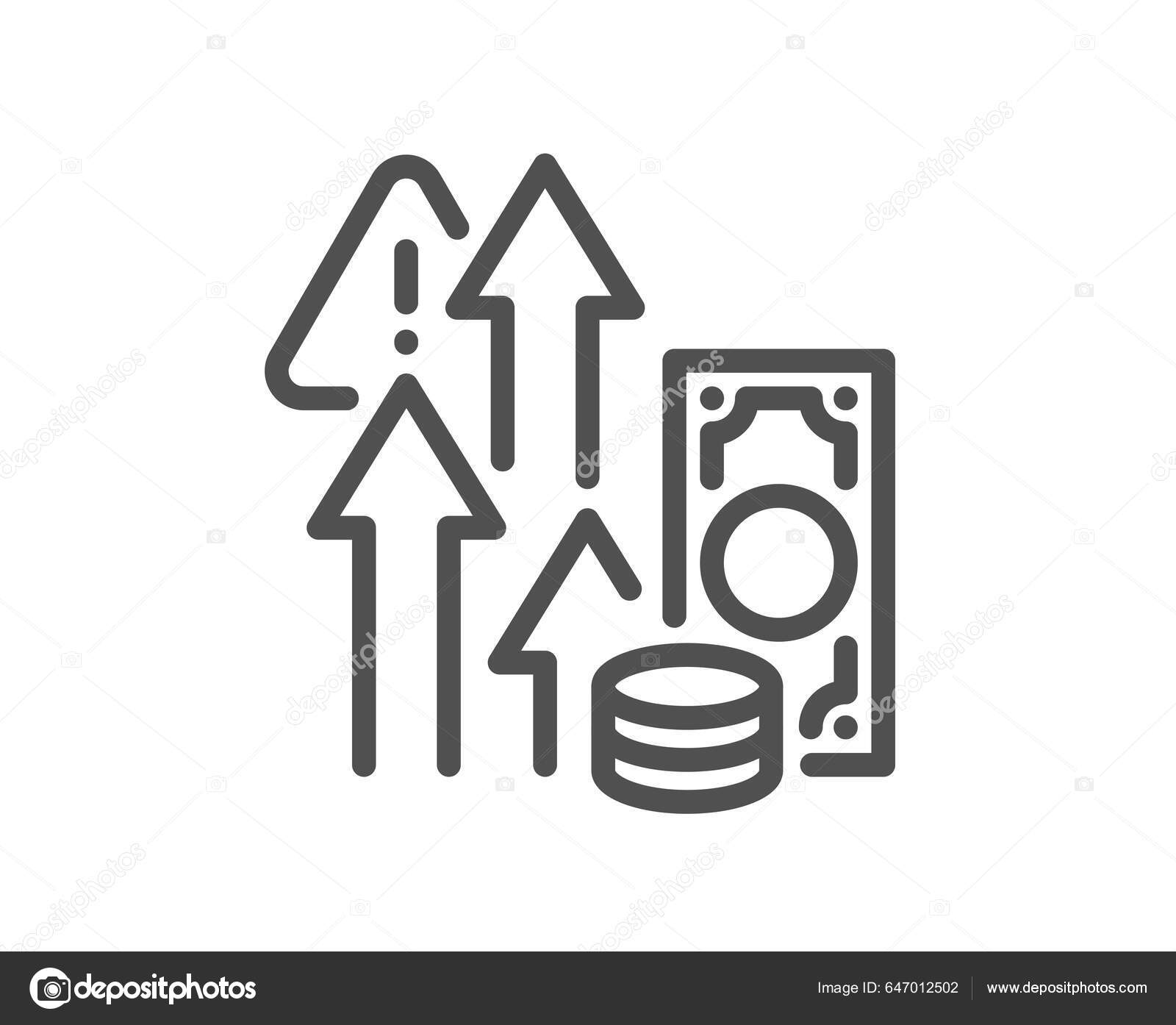 Inflation Line Icon Currency Rate Increase Sign Rise Price Symbol Stock ...