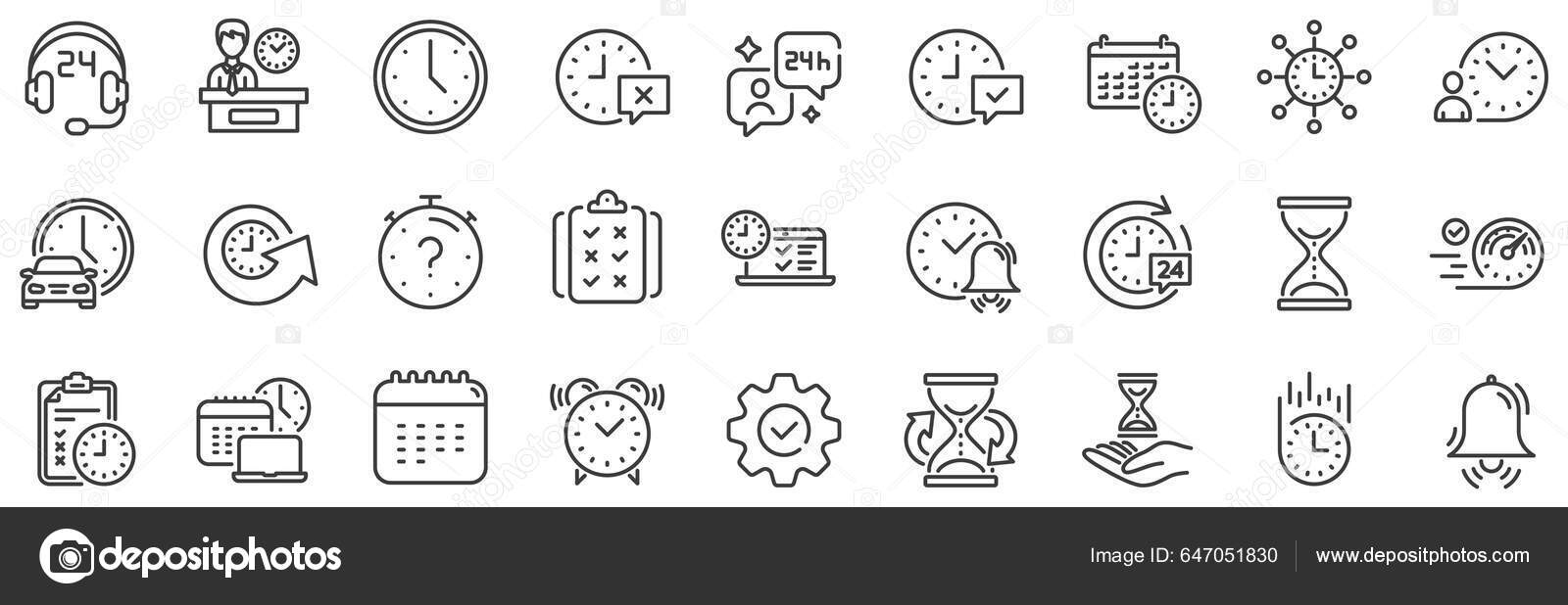 Set Calendar Time Management Timer Delivery Service Linear Icons Time Stock Vector by ...