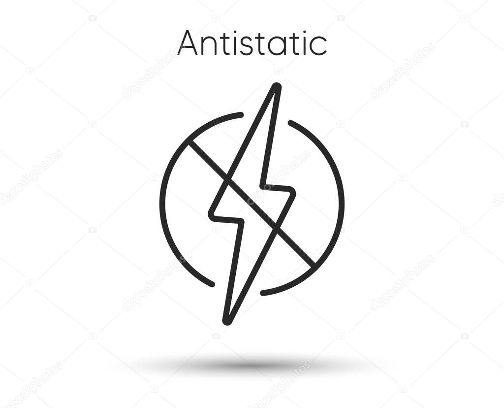 Icono Línea Material Antiestático Señal Rayo Electricidad Estática Hay ...