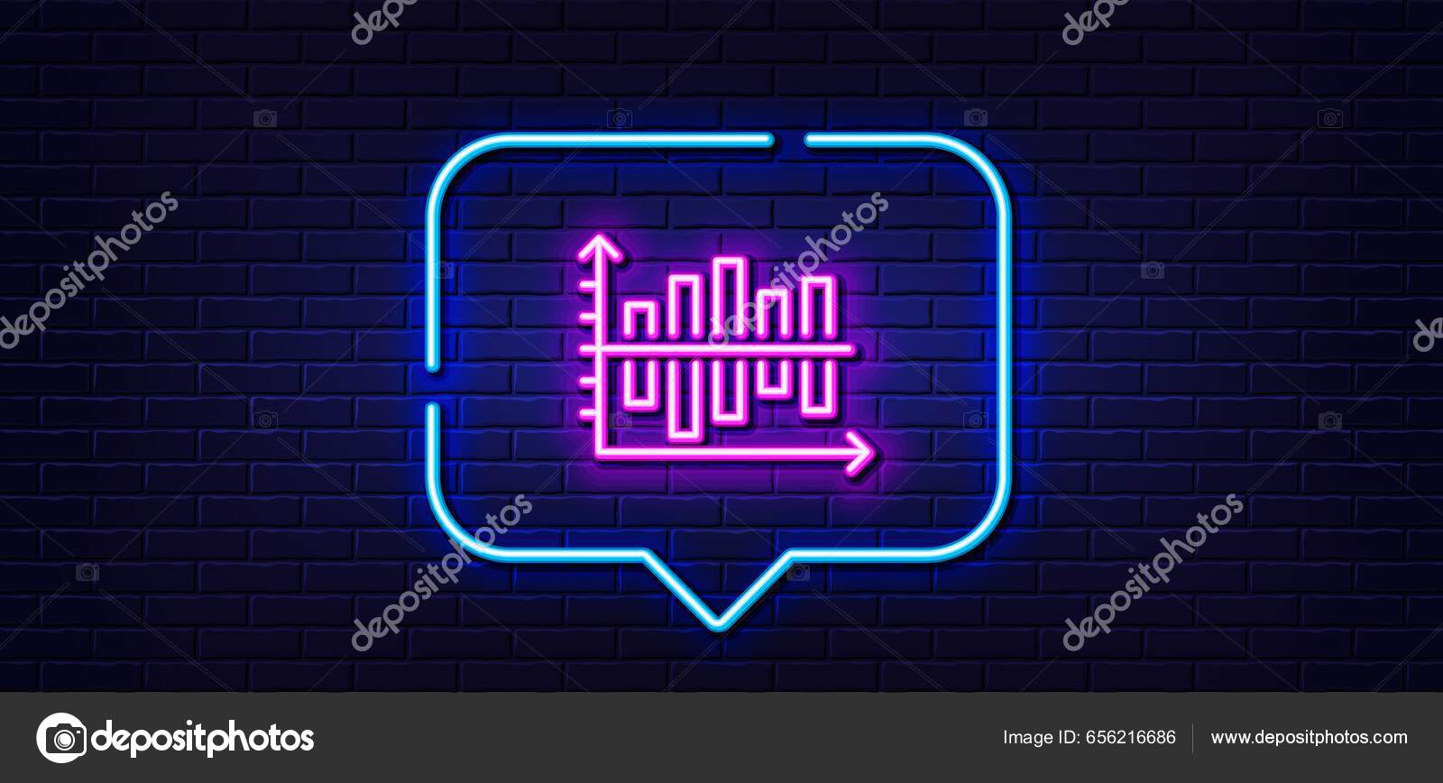Neon Light Speech Bubble Diagram Chart Line Icon Column Graph Stock Vector by ©Blankstock 656216686