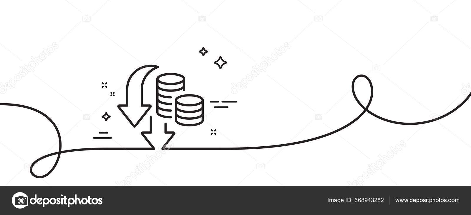 Deflation Line Icon Continuous One Line Curl Price Reduction Sign Stock ...