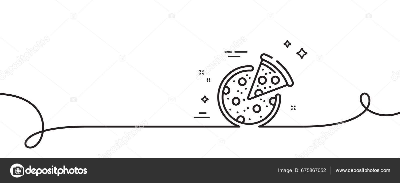Pizza Line Icon Continuous One Line Curl Italian Food Slice Stock ...