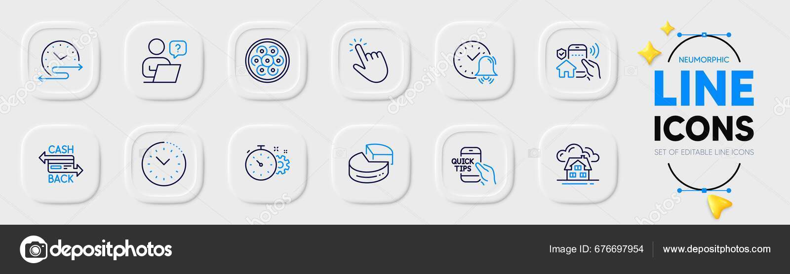 Cogwheel Timer Cursor Alarm Bell Line Icons Web App Pack Stock Vector by ©Blankstock 676697954