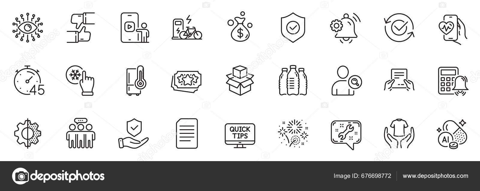 Icons Pack Insurance Hand Security Shield Document Line Icons App Stock Vector by ©Blankstock ...