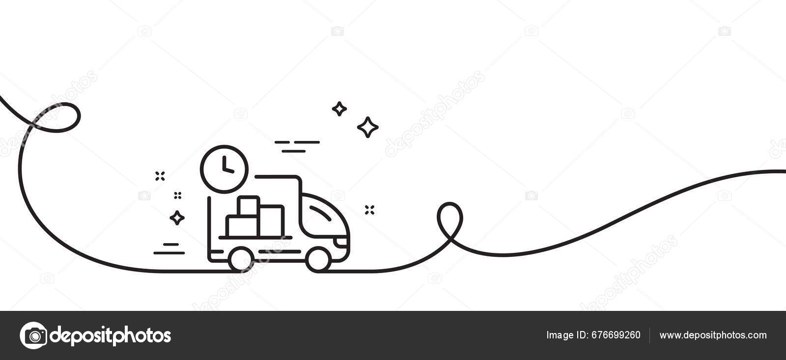 Delivery Line Icon Continuous One Line Curl Truck Service Sign Stock ...