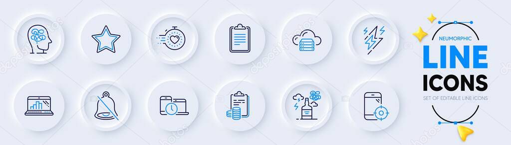 Iconos de línea de adicción al silencio, portapapeles y alcohol para la ...