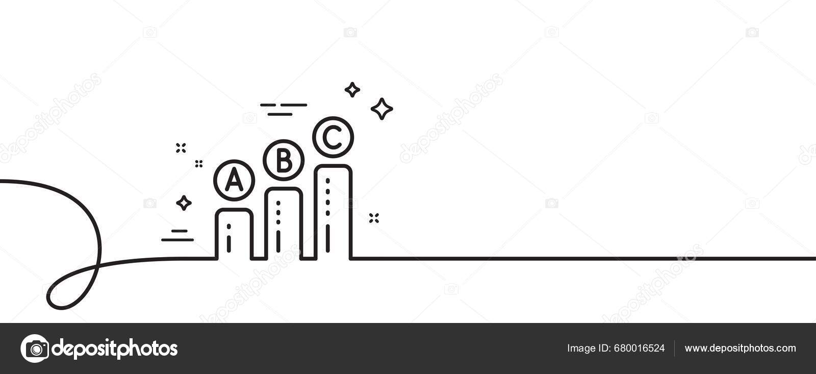 Graph Line Icon Continuous One Line Curl Column Chart Sign Stock Vector ...