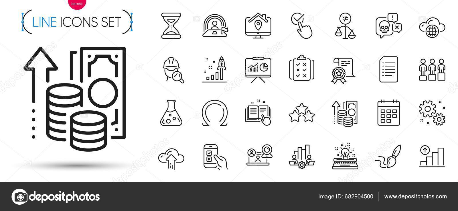 Pack Presentation Video Conference Work Home Line Icons Include Teamwork Stock Vector by ...