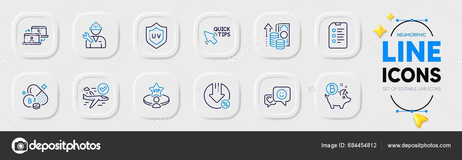 Checklist Outsource Work Repairman Line Icons Web App Pack Vip Stock Vector by ©Blankstock 684454812