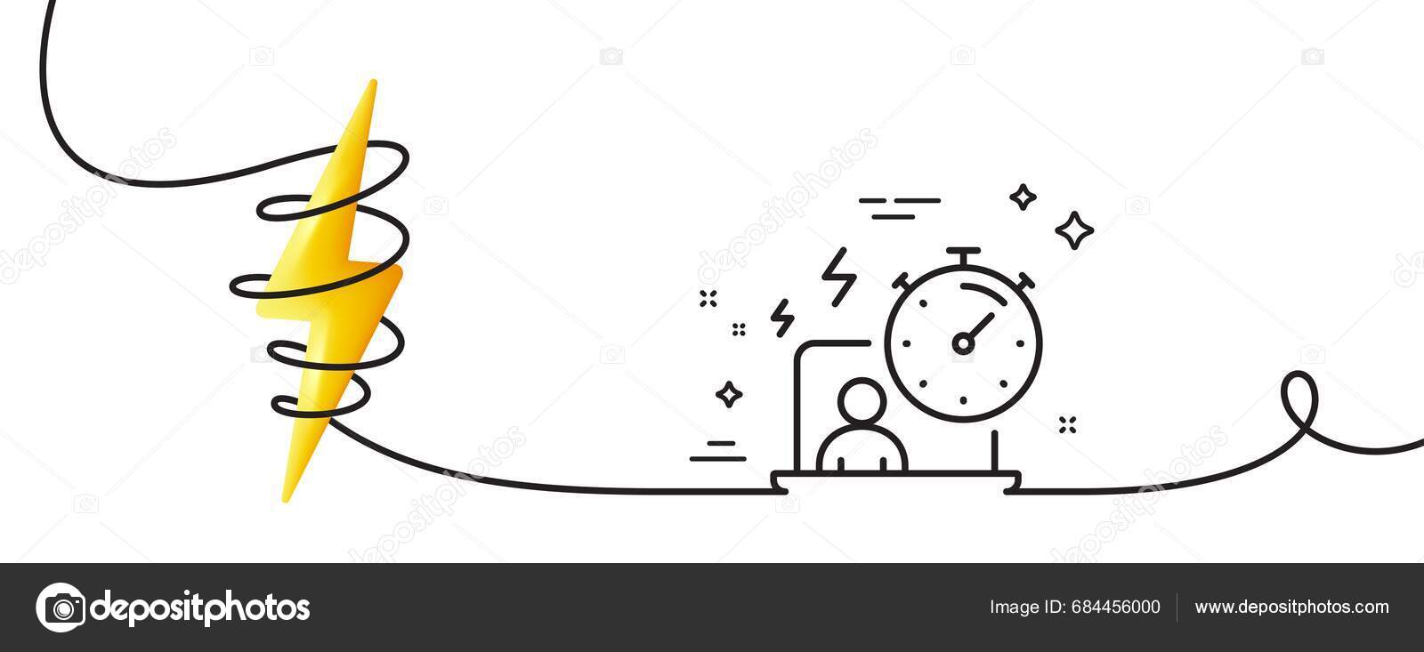 Work Timer Line Icon Continuous One Line Curl Task Stopwatch Stock ...