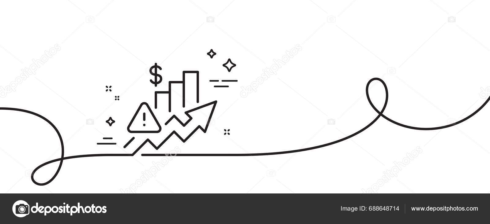 Rise Price Line Icon Continuous One Line Curl Excise Duty Stock Vector ...