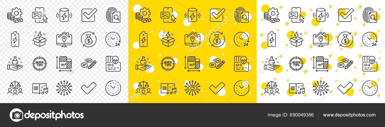 Outline Checkbox Floor Plan Tick Line Icons Pack Web Cyber Stock Vector by ©Blankstock 690049386