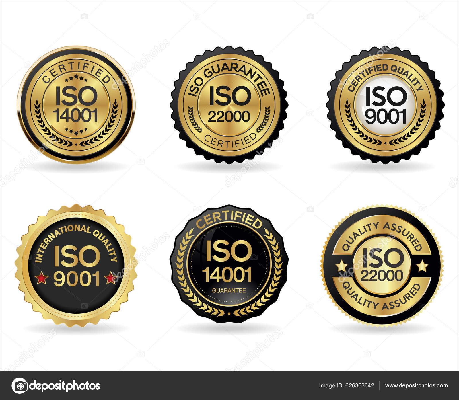 Iso Certification Gold Black Badge Collection Stock Vector by ...