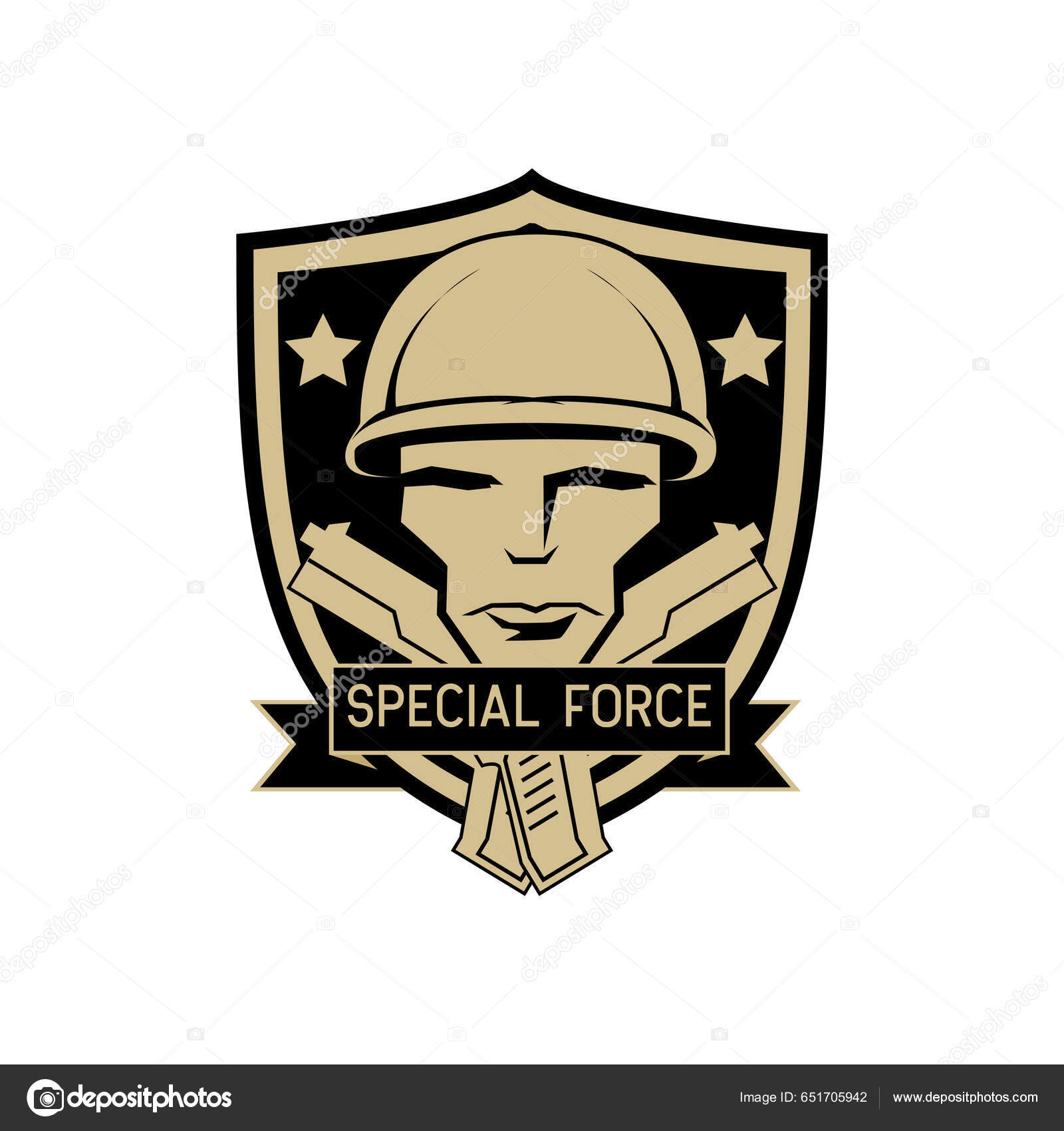 Logo Lencana Tentara Diisolasi Pada Latar Belakang Putih Ilustrasi ...