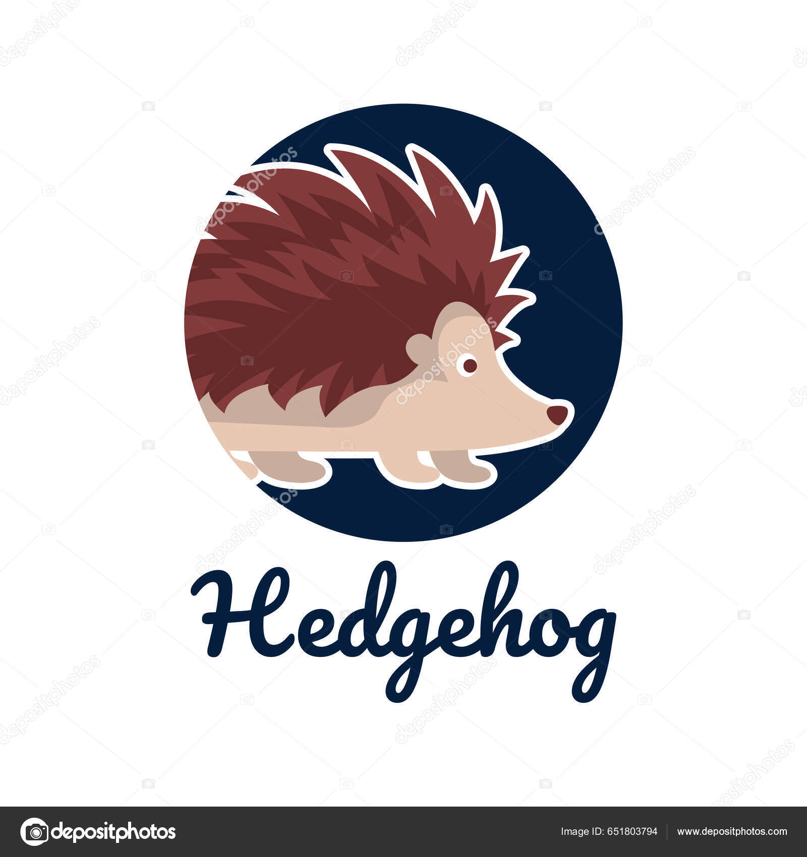 Hedgehog Logo Isolated White Background Vector Illustration Stock ...