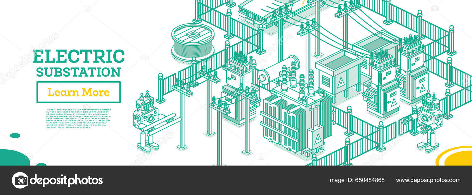 Isometric Energy Substation Electric Transformer Outline Concept Vector ...