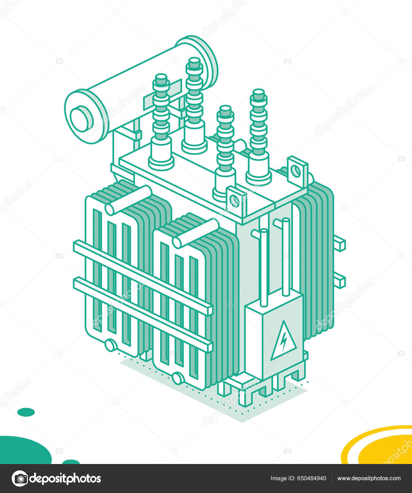 Electric Substation Transformer Isometric Outline Object Vector ...