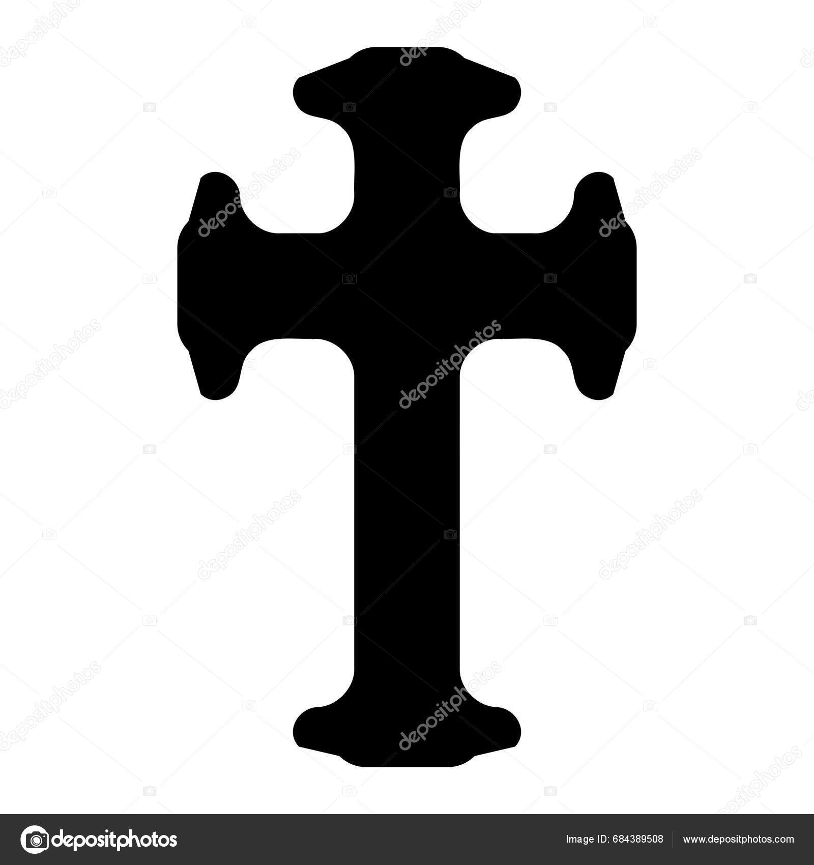 Gothic Christian Cross Silhouette Icon Symbol Vector Illustration Stock ...