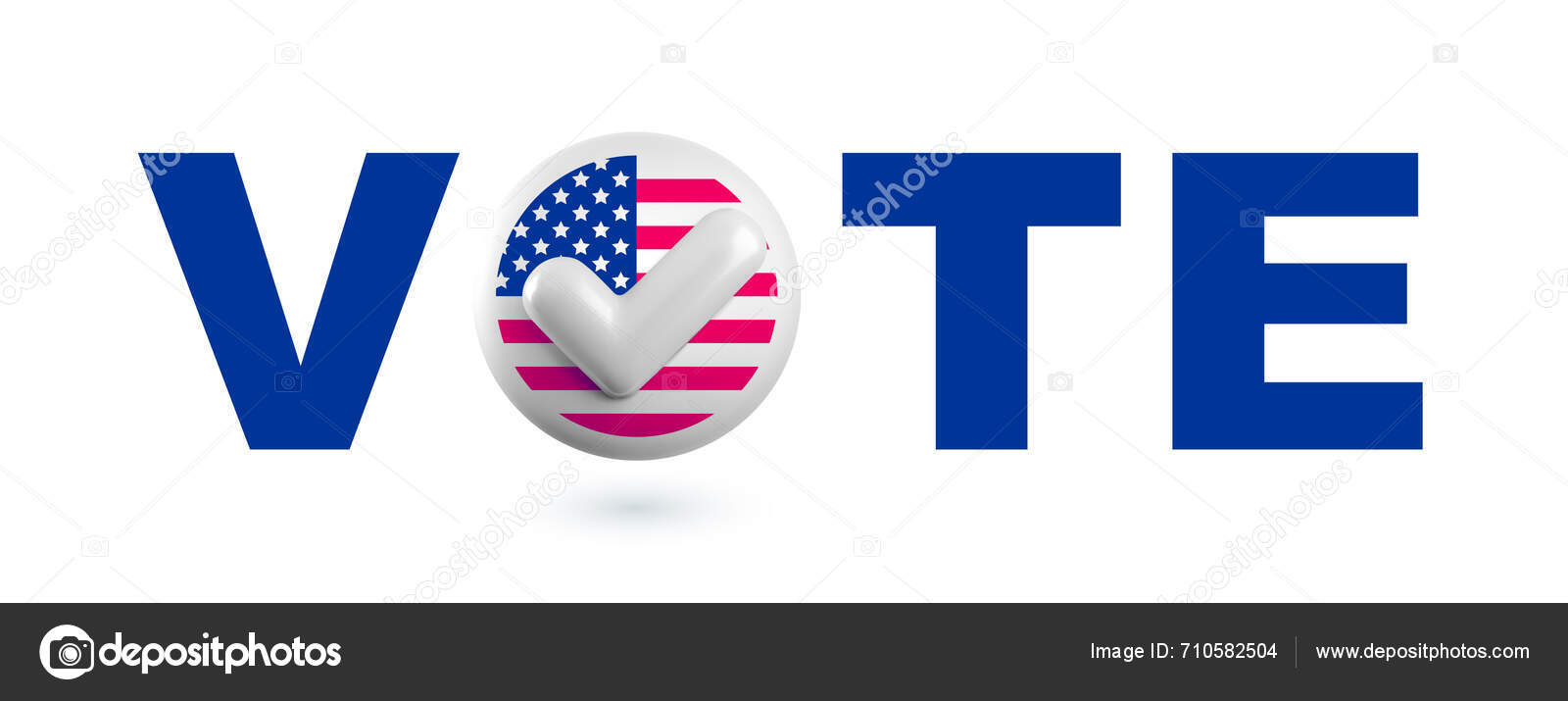 Usa Election Vote Word Checkmark Symbol Realistic Vector Voting Badge ...