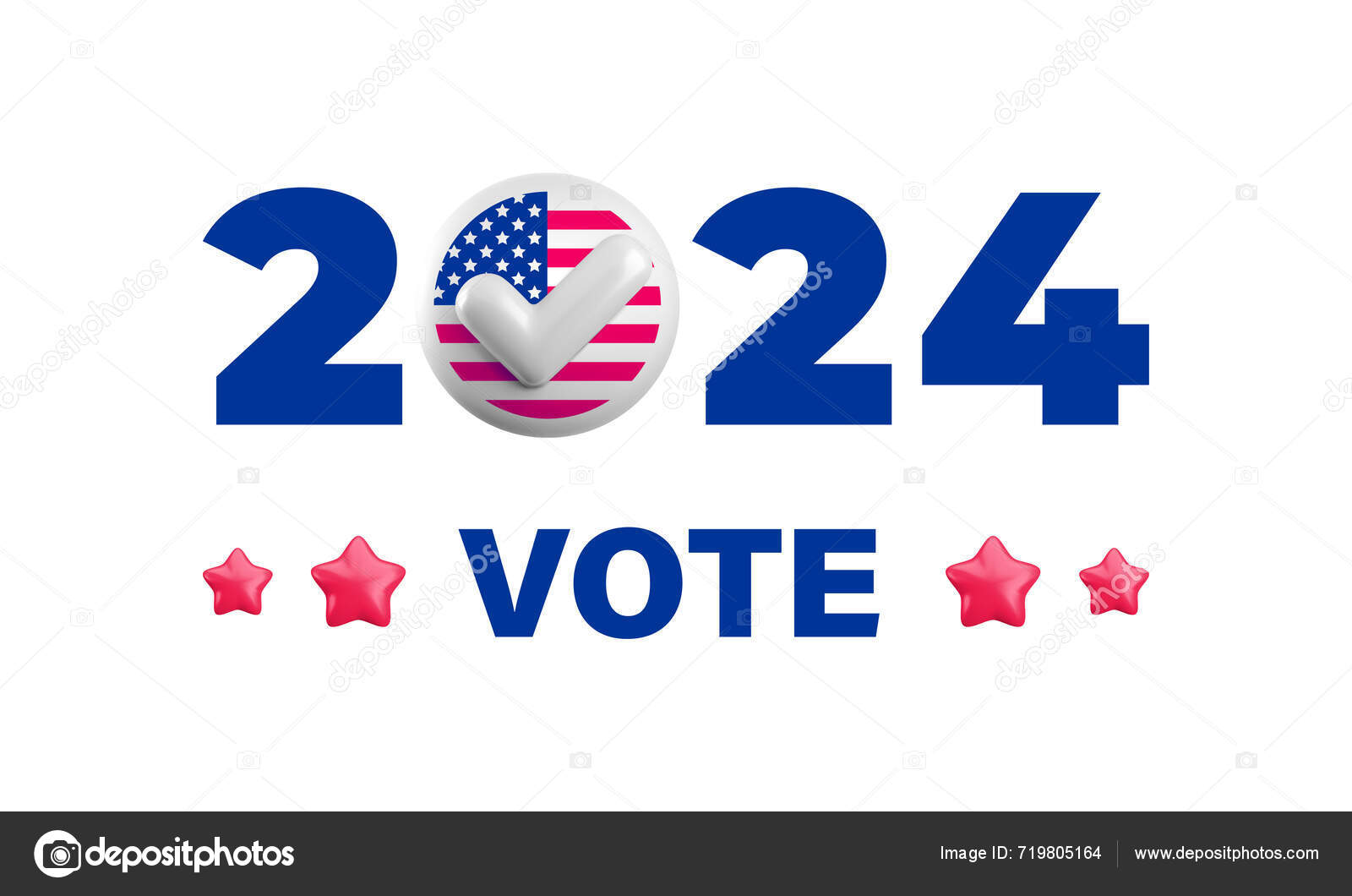 Usa Pemilihan 2024 Nomor Dengan Simbol Tanda Centang Dan Bintang Vektor ...