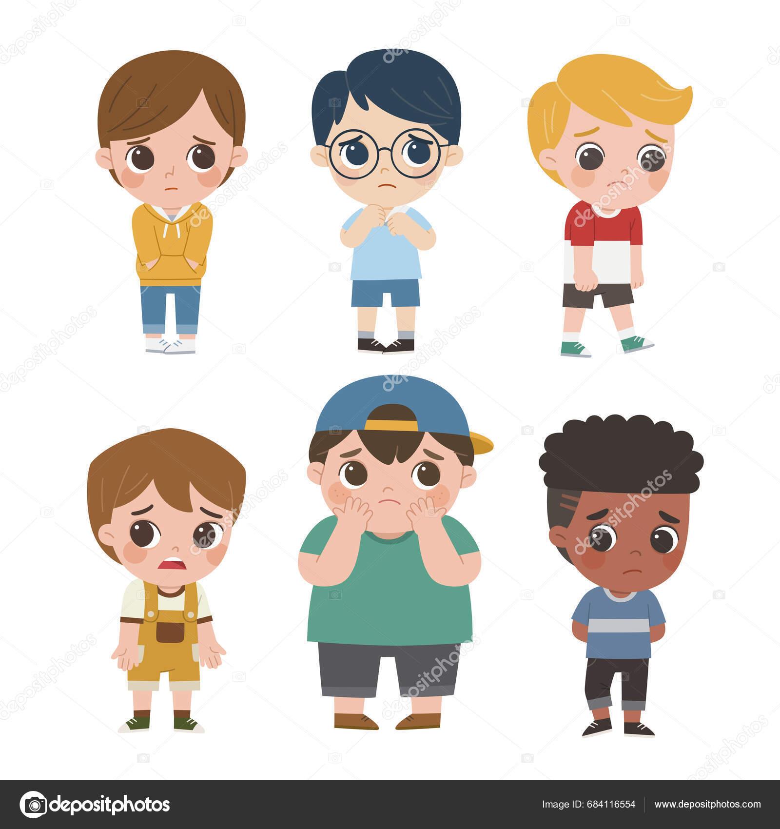 Barn Samling Känslor Olika Söta Barn Olika Uttryck Och Gest vektor av ...