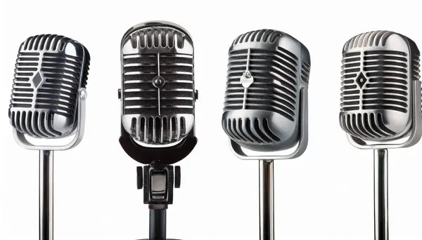 Collection of vintage microphones featuring various designs and styles ...