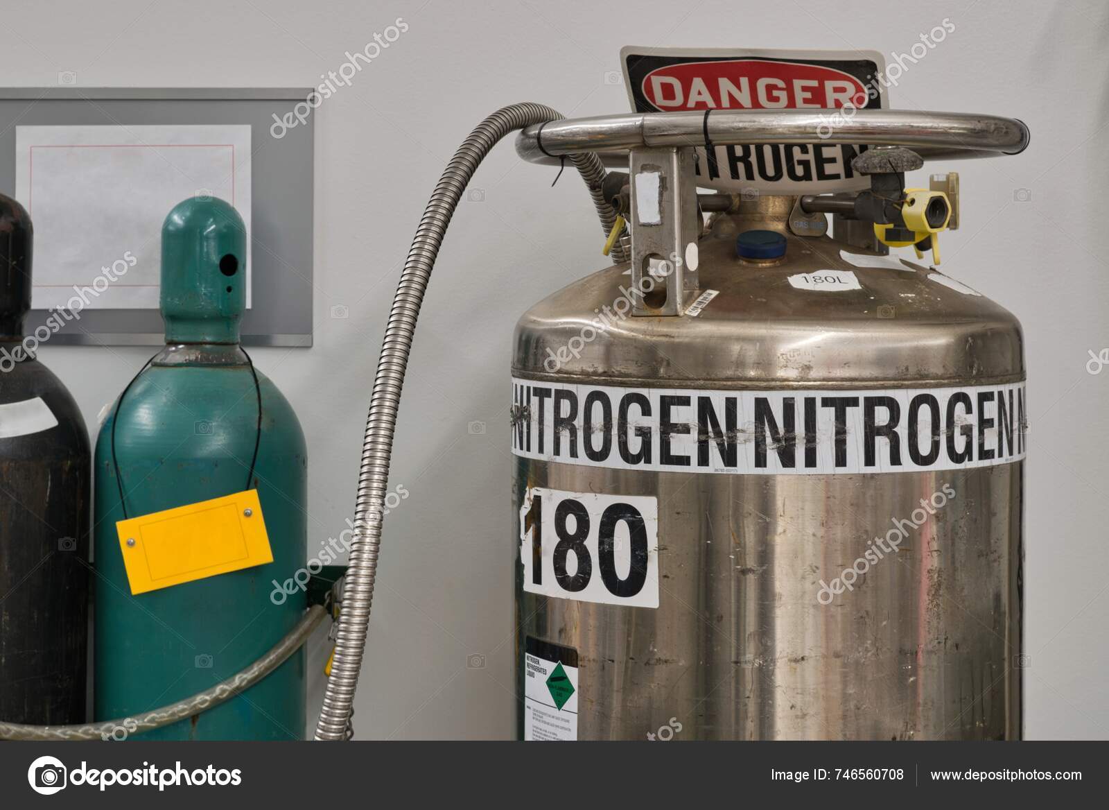 Nitrogen Tank Cylinder Partial Industrial Science Laboratory Setting ...