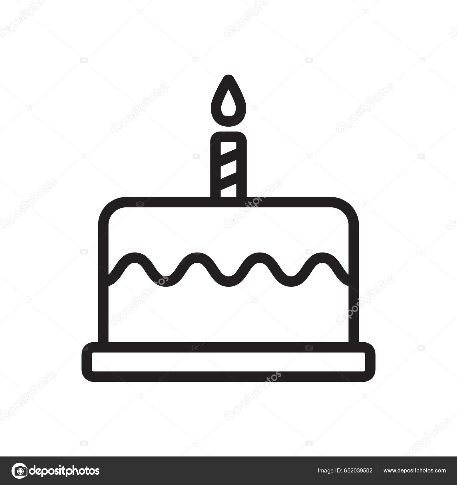 Pastel Cumpleaños Icono Vector Estilo Línea Vector de stock por ©moh ...