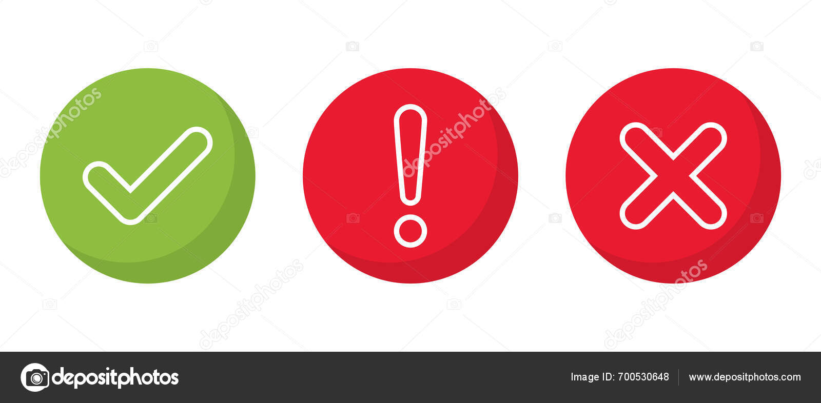 Check Mark Exclamation Cross Mark Line Icon Vector Checkmark Warning ...
