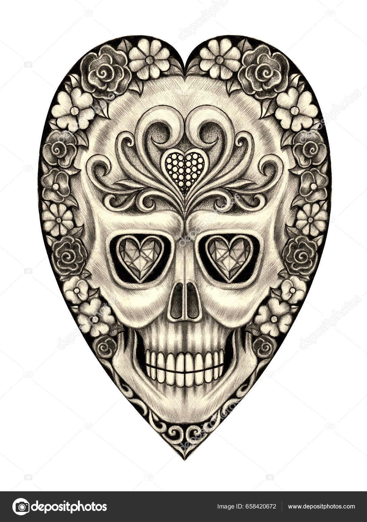 Drawing Hearts And Skulls