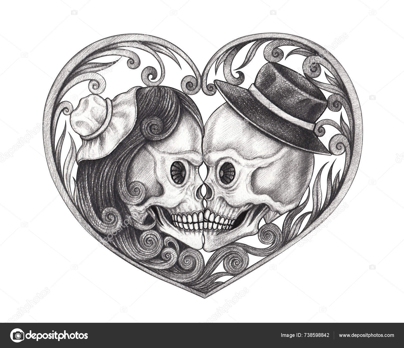 Couple Skull Day Dead Hand Drawing Paper — Stock Photo © eviltoun.gmail ...