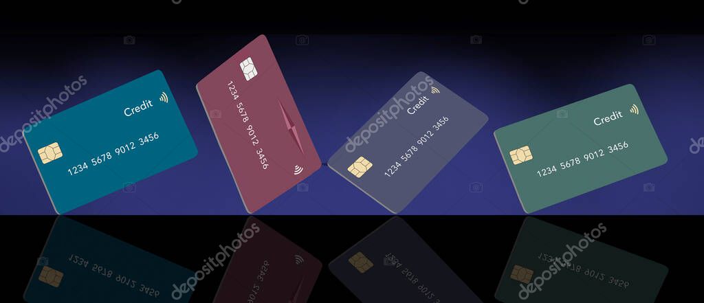 Aqu est n las tarjetas de cr dito o d bito simuladas realistas que se a slan en el fondo. Esta ...