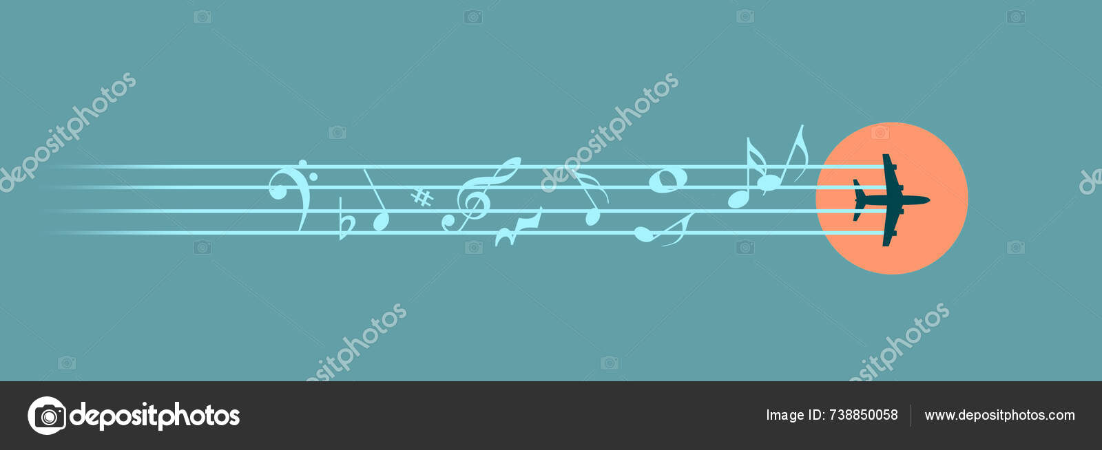 Musical Notes Symbols Seen Stream Exhaust Vapor Trail Airliner ...