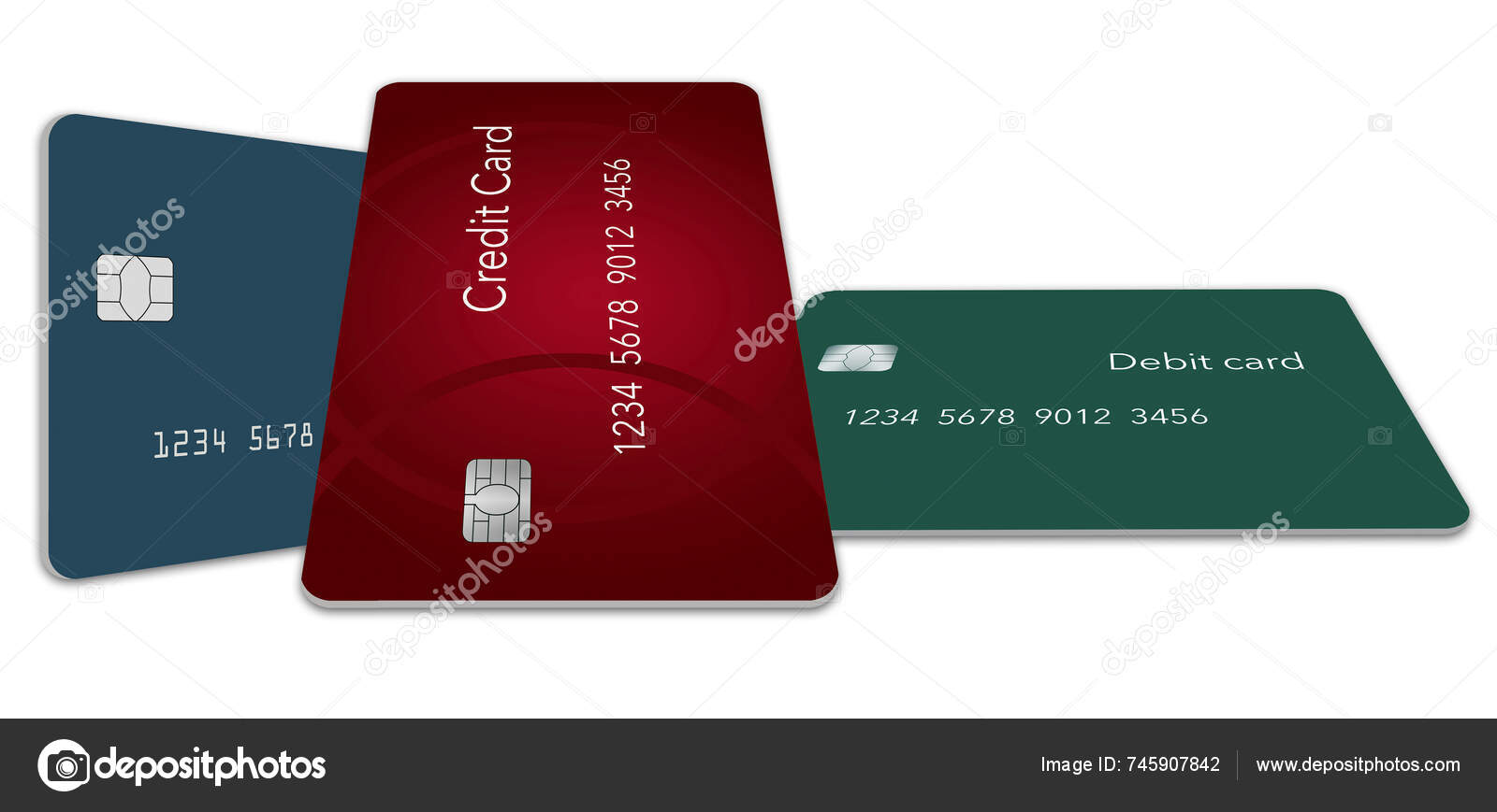 Generic Mock Credit Cards Debit Card Seen Illustration Banking Finance ...