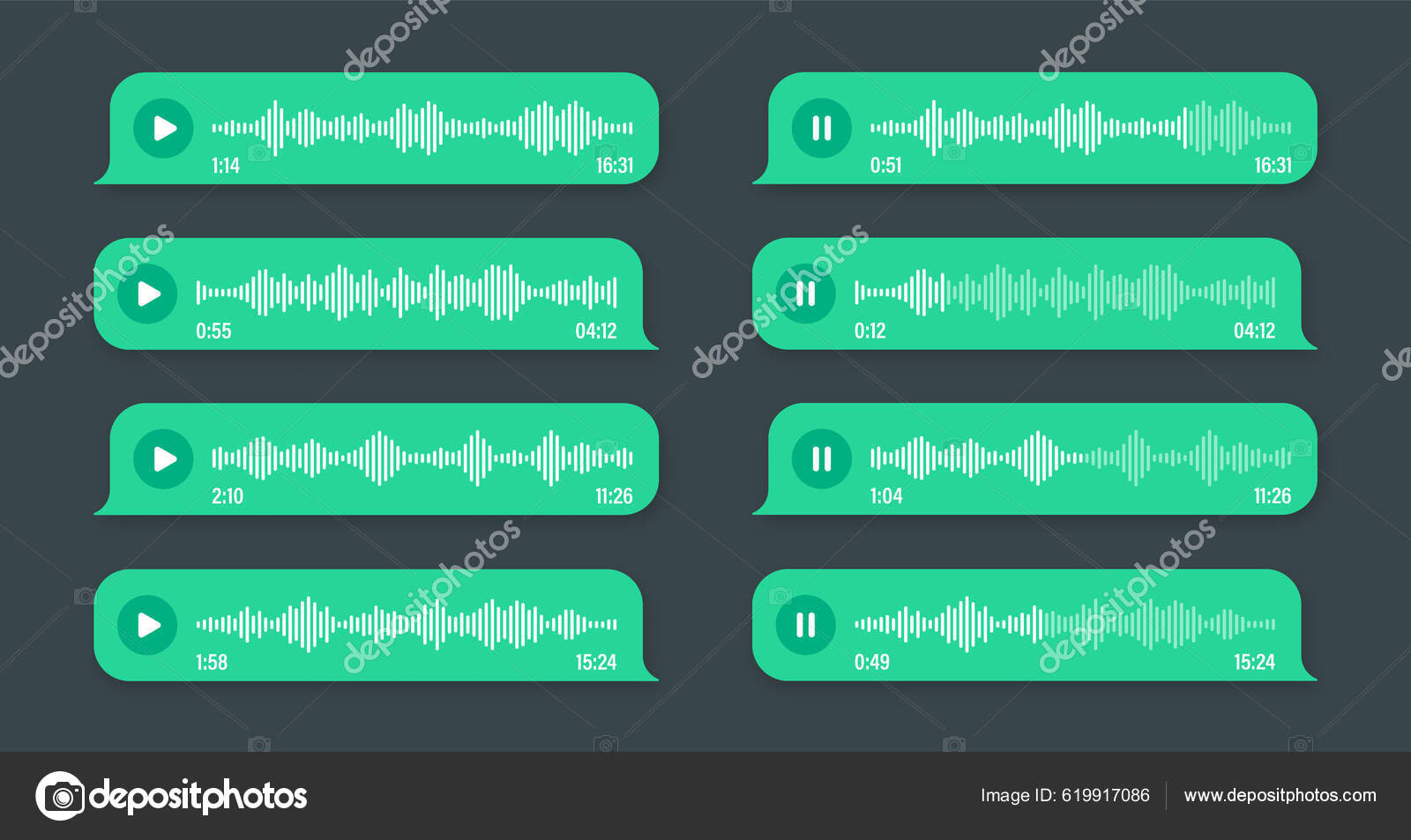 Voice Audio Message Green Speech Bubble Sms Text Frame Social Stock ...