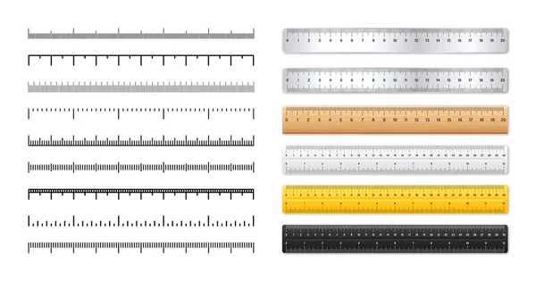 Realistic Brushed Metal Ruler Measurement Scale Divisions Measure Marks ...