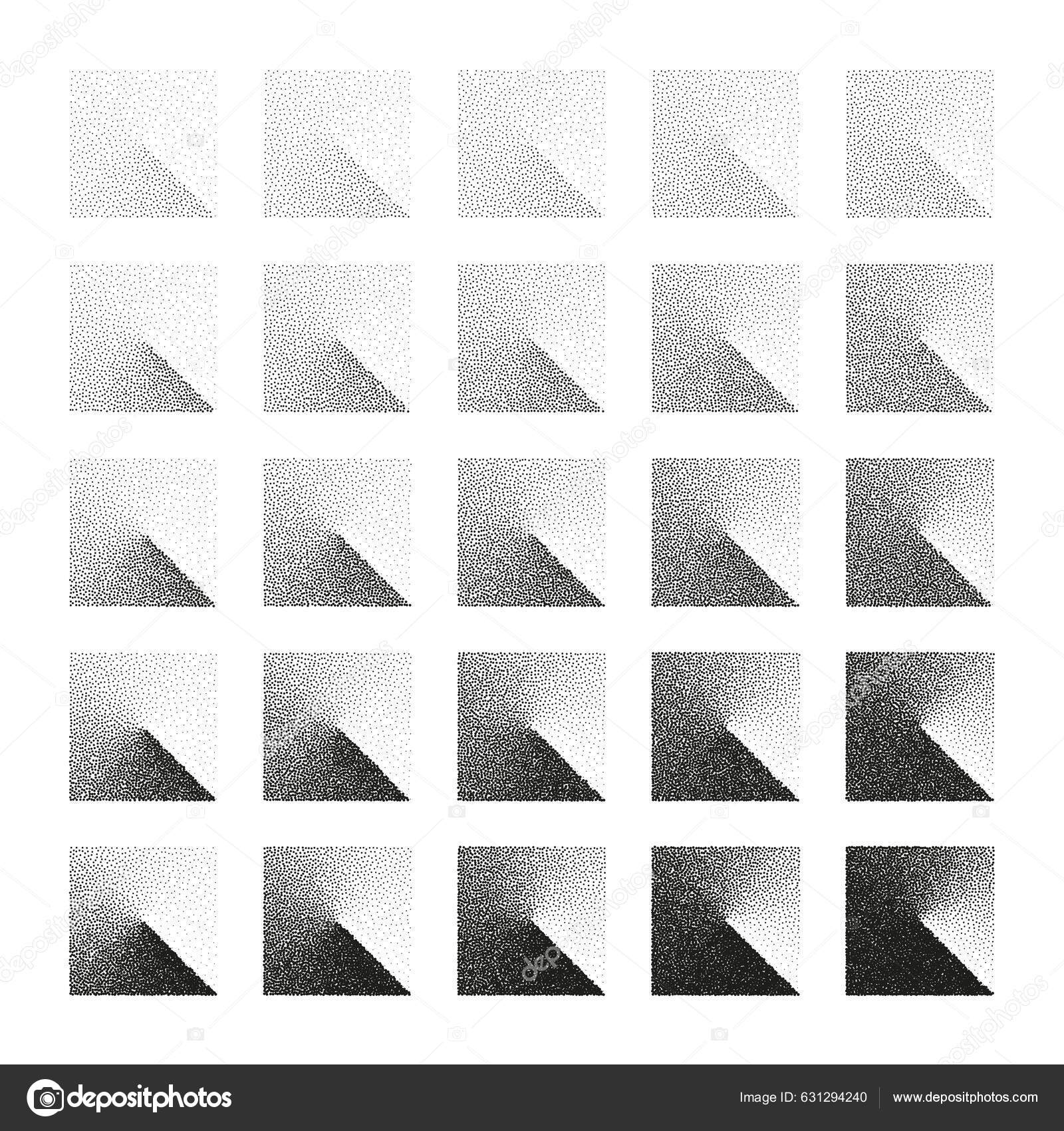 Square Shaped Dotted Objects Stipple Elements Stippling Dotwork Drawing ...