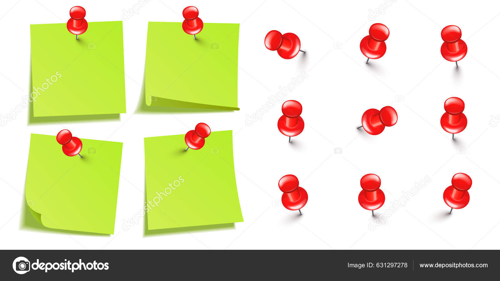 Notes Collantes Vierges Réalistes Isolées Sur Fond Blanc Feuilles ...