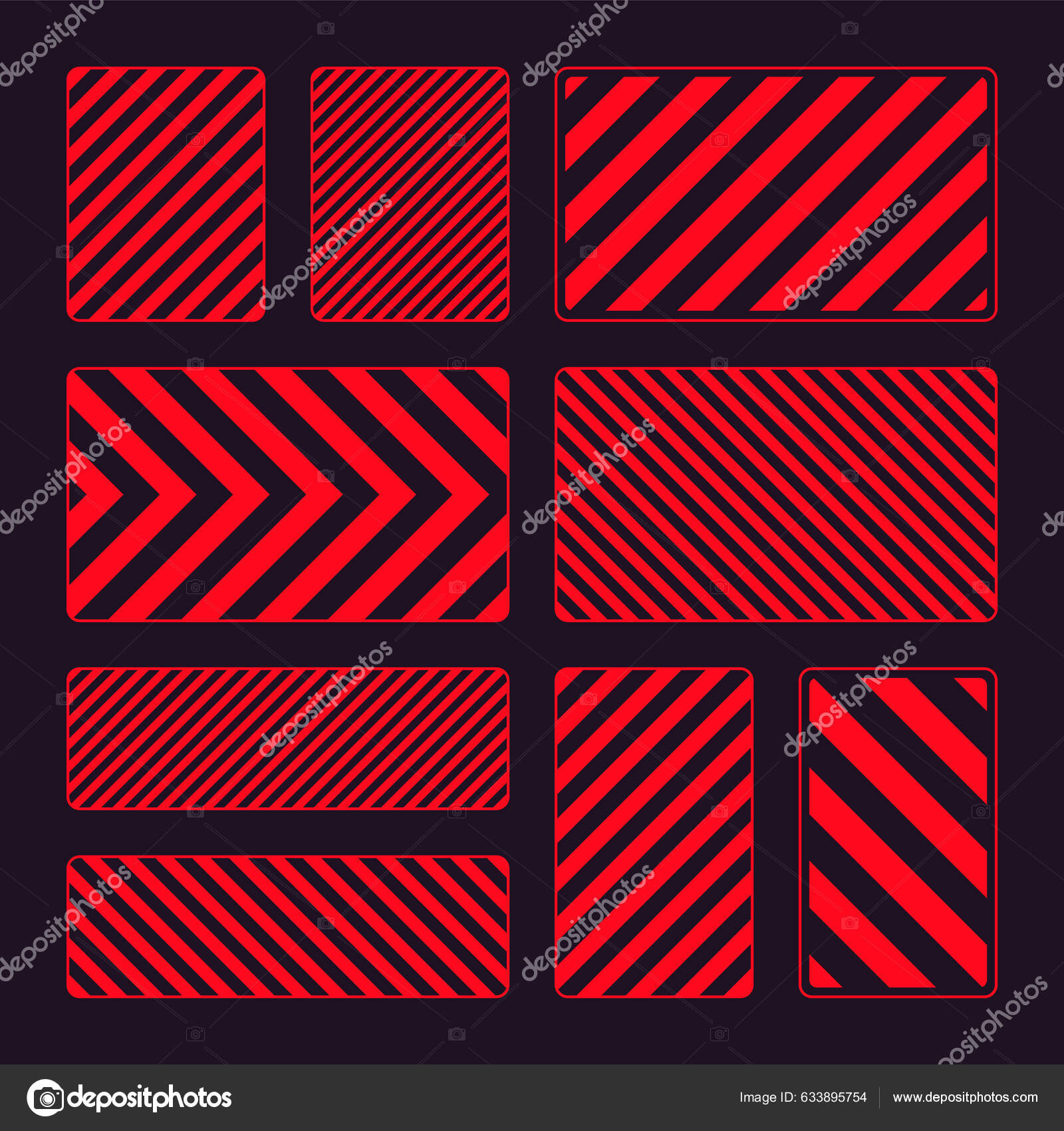 Varias Señales Advertencia Rojas Con Líneas Diagonales Atención Señal ...