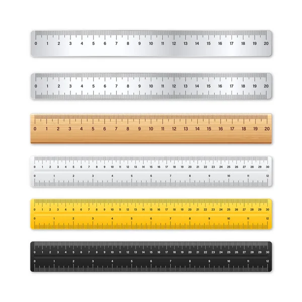 Realistic Brushed Metal Ruler Measurement Scale Divisions Measure Marks ...