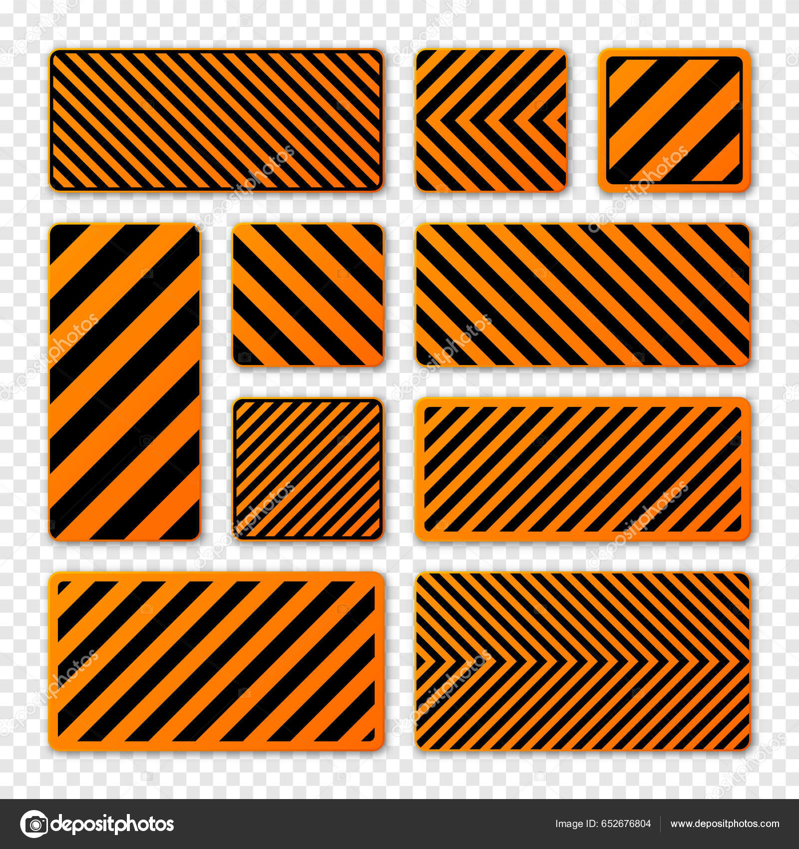 Varias Señales Advertencia Negro Naranja Con Líneas Diagonales Atención ...