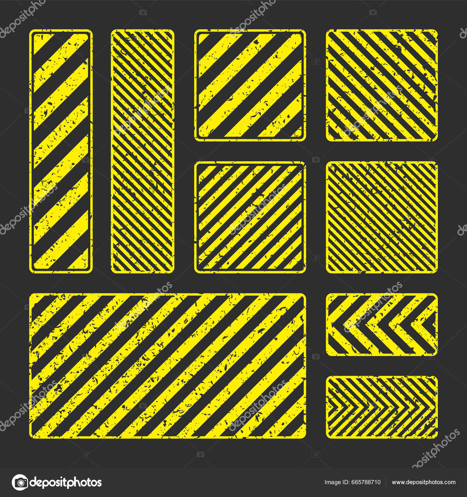 Berbagai Tanda Peringatan Grunge Kuning Dengan Garis Diagonal Perhatian ...