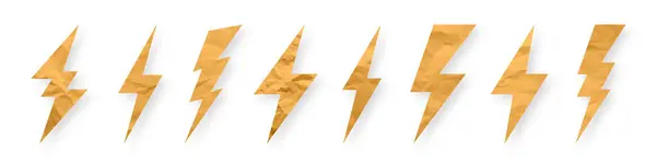 Piorun Pognieciona Faktura Papieru Karton Symbol Błysku Piorun Prosty ...