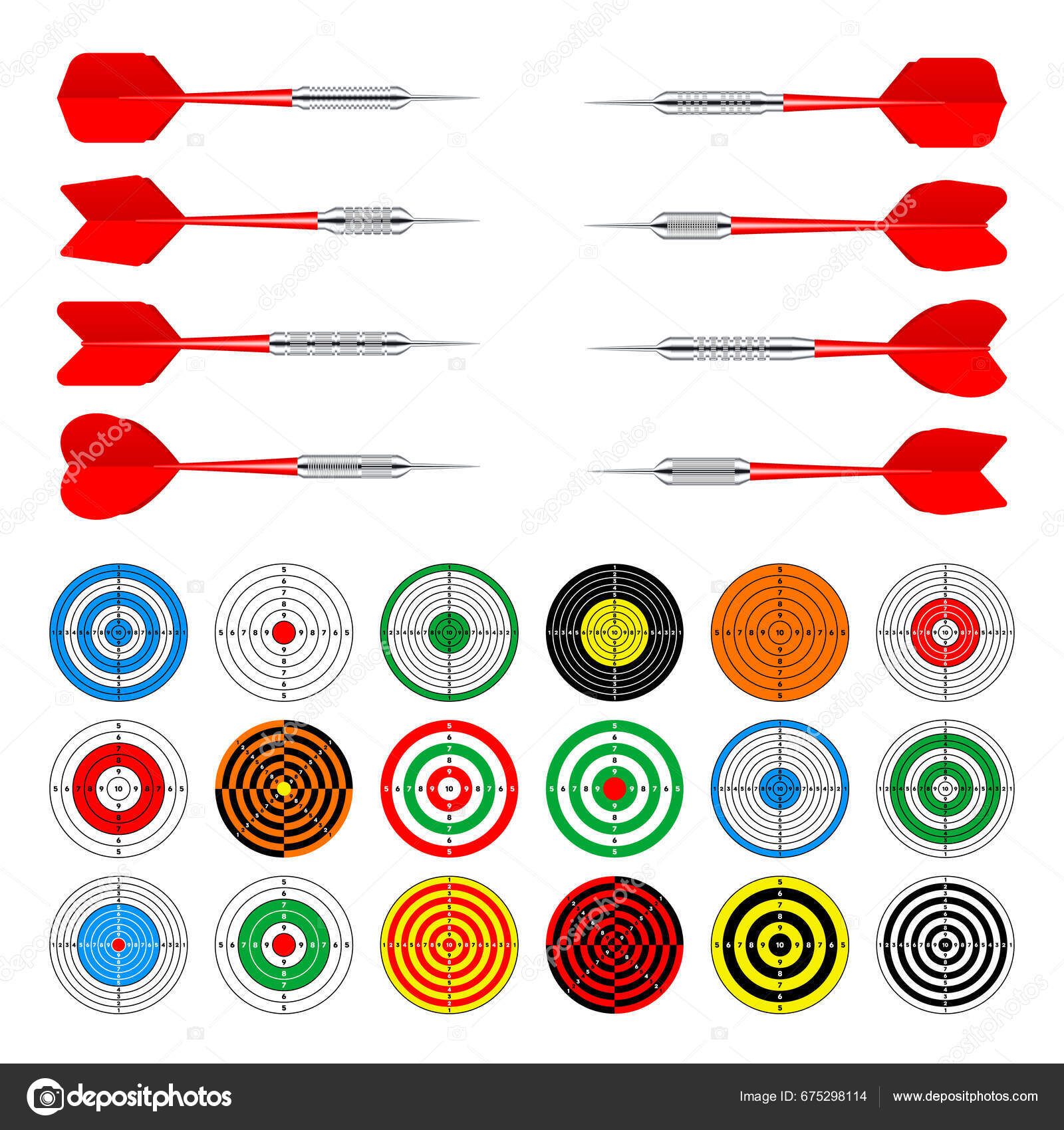 Paper Targets Dart Arrows Shooting Range Target Divisions Marks Numbers ...