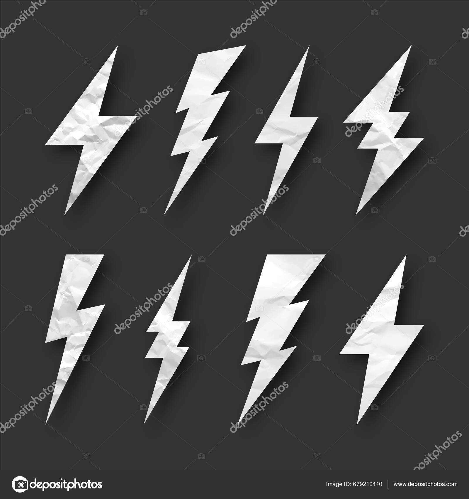 Piorun Pognieciona Faktura Papieru Karton Symbol Błysku Piorun Prosty ...
