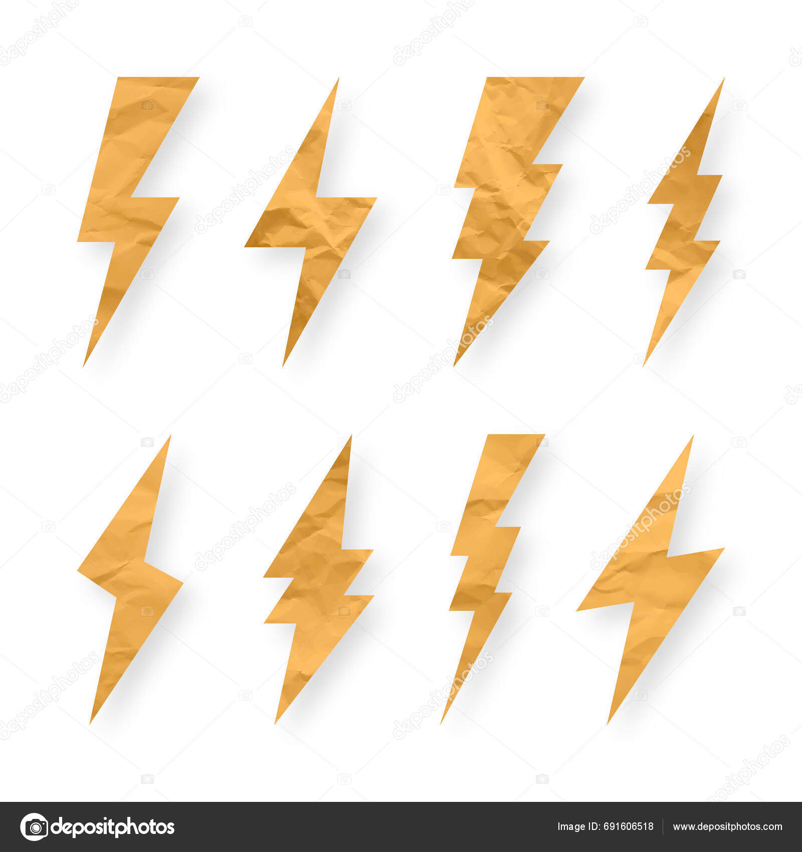 Lightning Bolt Crumpled Paper Texture Cardboard Flash Symbol ...