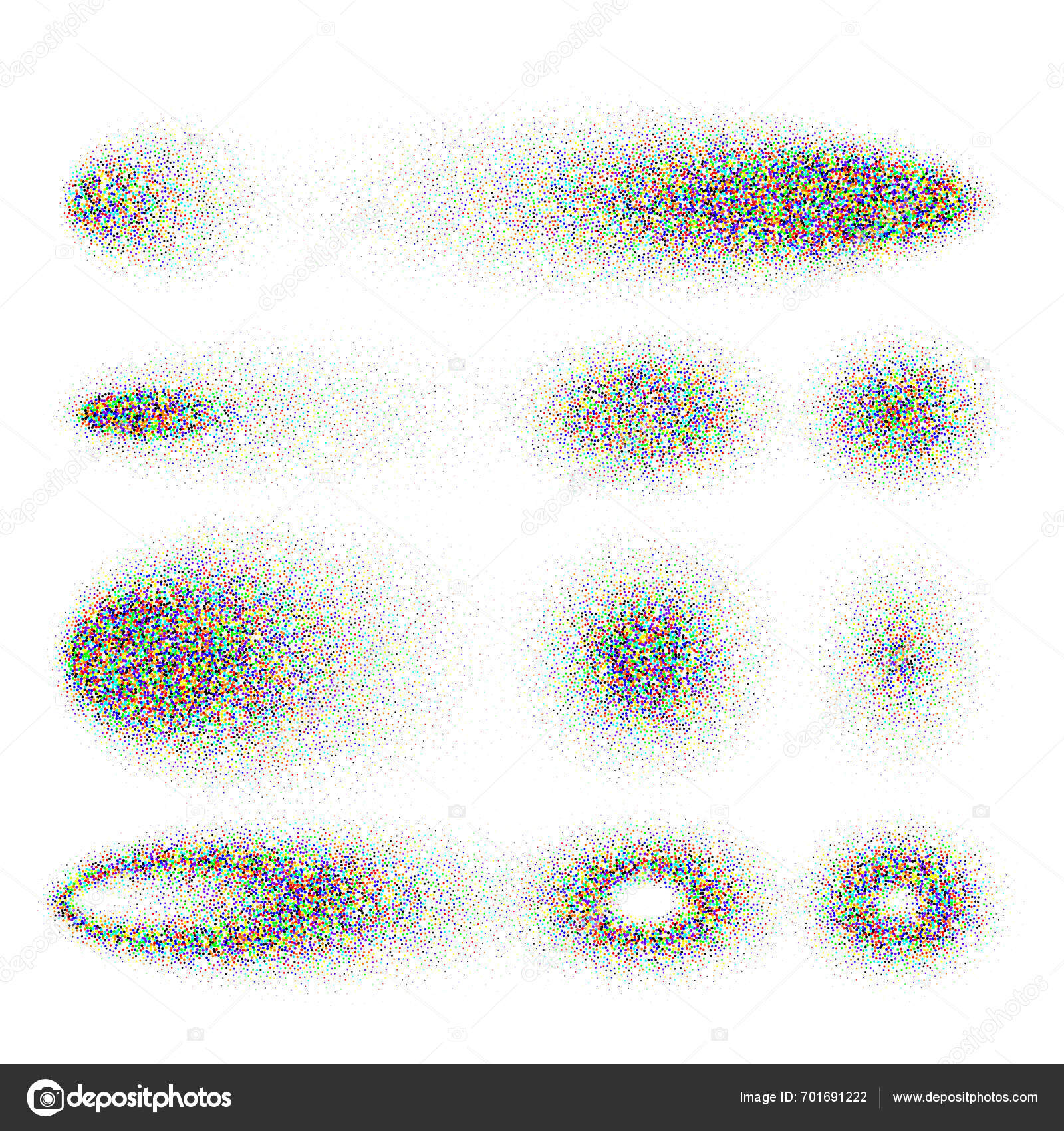 Stipple Shadows Set Dotted Design Elements Fading Gradient Stippling ...