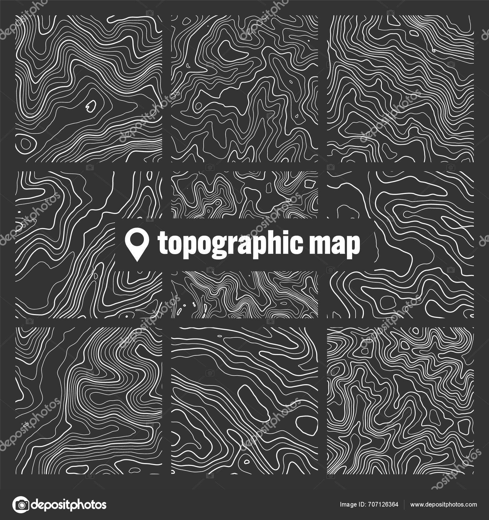 Topographic Map Contour Lines Geographic Terrain Grid Relief Height ...